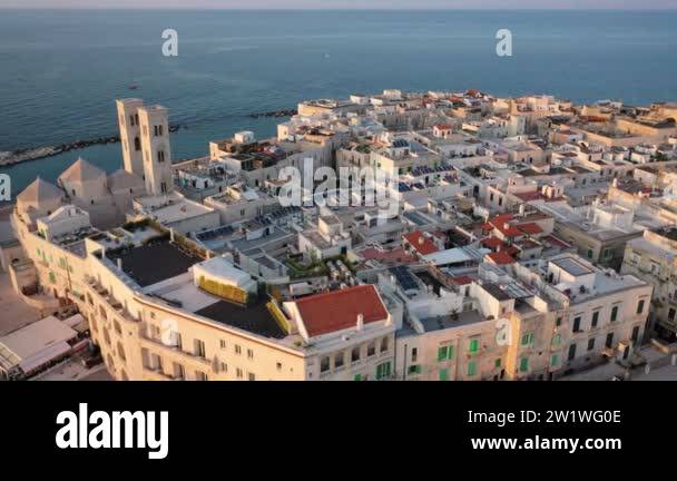 Beautiful panoramic aerial 4K video from flying drone on Molfetta ...