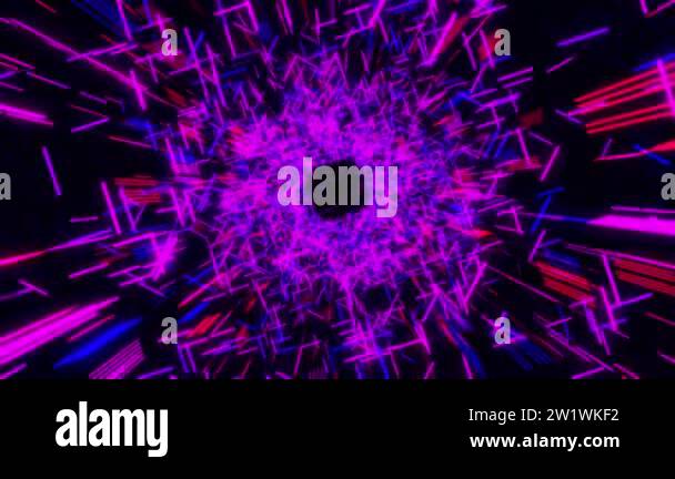 Abstract motion background, flying through pink and purple space tunnel ...