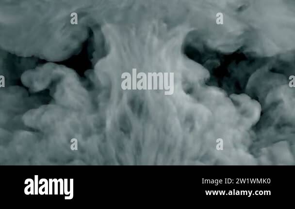 realistic smoke puff fills the screen in slow motion soft bright blue ...