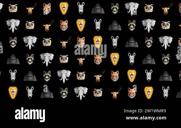 Collection of different animals. Zoo symbol. Low polygon icons. Lion ...