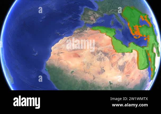 Ottoman Empire boundaries. Imperial on 3D rotating old historic world ...