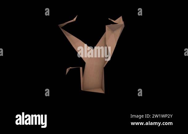 3d animated low polygon cardboard text with alpha channel the character ...