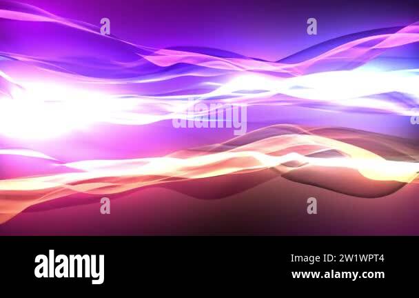 Animation of multi colored glowing red and purple waves flowing in ...