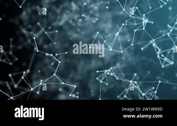 Cg animation, abstract blue background, camera flying through dots and ...