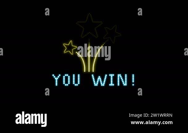 You Win Text sign Seamless Loop animation bulbs LED pixels, light ...