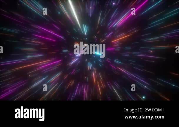 Cosmic hyperspace background. Speed of light, neon glowing abstract ...