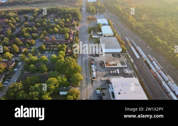 Aerial view of residential quarters at beautiful town urban landscape ...