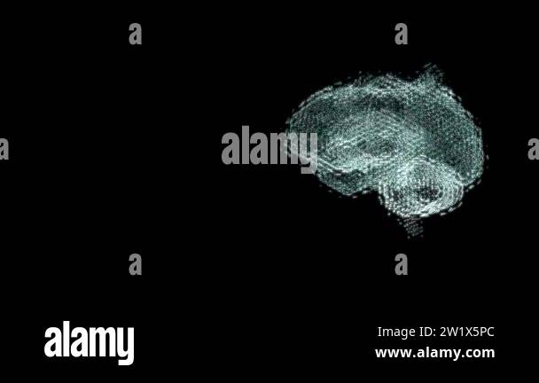 Abstract Glowing Brain Structure Formed From Tiny Particles In Intense
