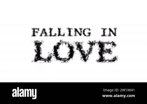 Falling In Love smoke text effect white isolated background. animated ...