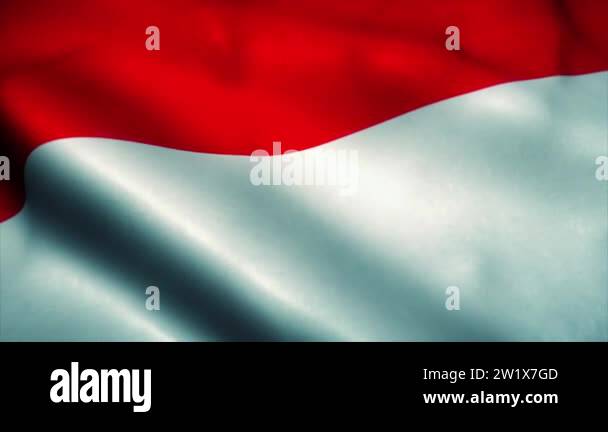 Indonesia flag waving in the wind. National flag of Indonesia. Sign of Indonesia seamless loop ...