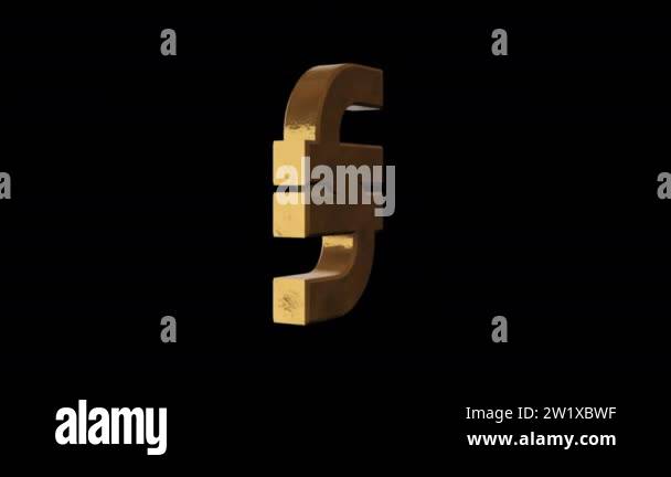 Grivna sign golden and rusty. Transparent background. Looped animation ...