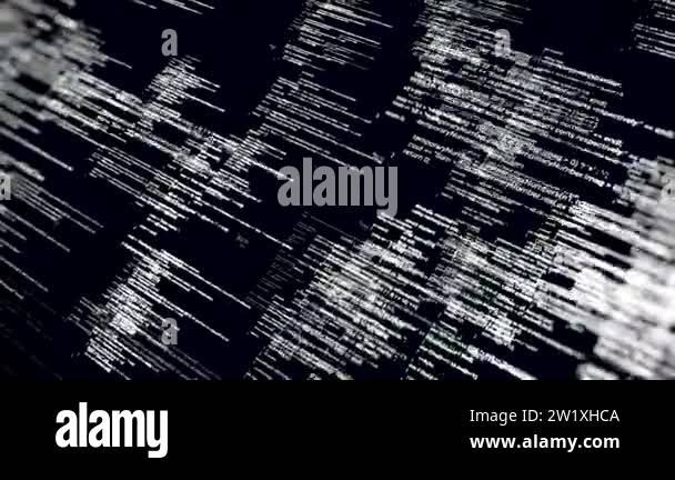 White scrolling lines of programming language on black background ... White scrolling lines of programming language on black background ...