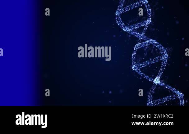 Animated DNA chain model in 3D render, floating on the side of screen ...