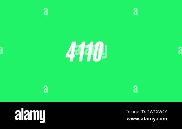 Animated counter 0-10000 white jumping symbols on green background ...