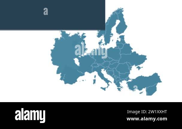 Germany map animation with map of Europe, largest cities and text ...
