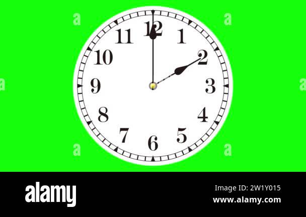 Wall clock time-lapse animation with a chroma key background. Front ...