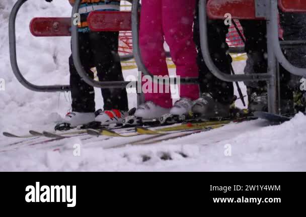 Skiers Pass a Turnstile Gates of Ski Lift. The Entrance of a Ski Chair ...