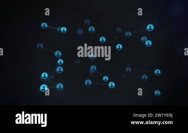 Rotating Blue Profile Social Network on Dark Backdrop. Seamlessly ...