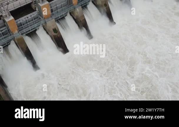 Hydroelectric Power Station Water dam and reservoir 4k Stock Video ...