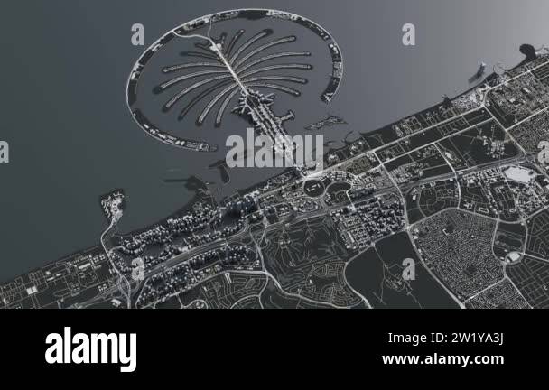 Dubai Marina map. Dubai City in 3d map. Satellite view, map Stock Video ...