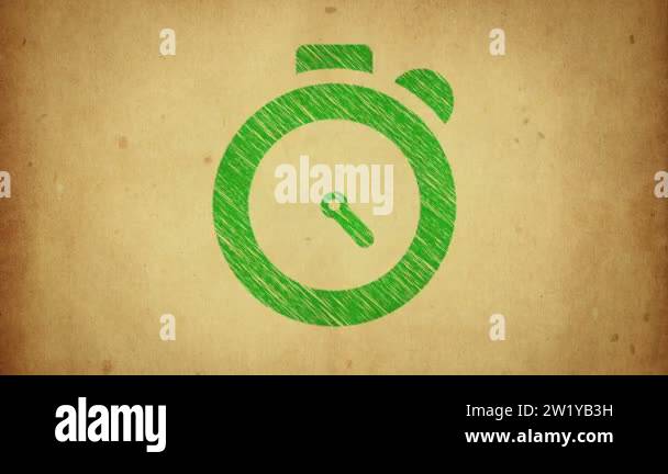 Animation of clock or stopwatch in drawing style. Animation in stop ...