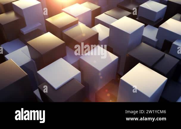 3d rendering geometric background. Transformation of rectangle elements ...