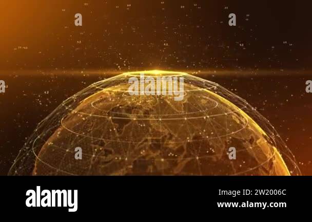 3D Blue Digital Earth rotating network Loop animation Alpha Channel ...