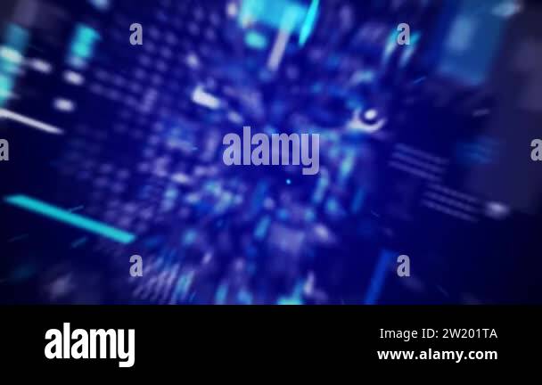 3D Rendering Abstract background flying pass through block and pixel ...