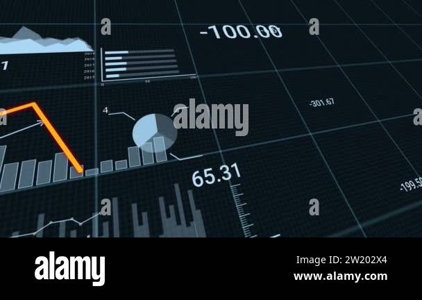 Financial business chart with charts and stock numbers dynamically ...