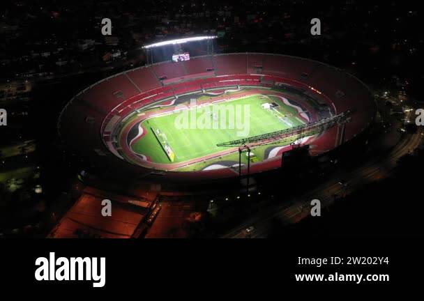 Sao Paulo, Brazil. Morumbi soccer stadium view. Illuminated scene at ...