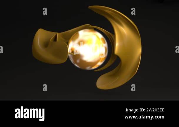 3D animation of fantastic, futuristic figures and a glowing ball ...