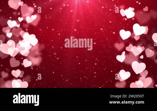 Red Heart Flying and Particle Flow Light Romantic Looped Motion ...