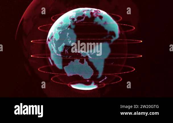 3D Connection lines Around Earth Globe Motion of digital data flow Loop ...