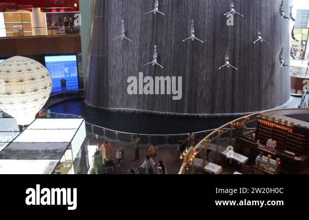 Human waterfall in the Dubai Mall, one of the largest malls in the ...