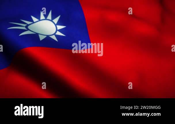Taiwan flag waving in the wind. National flag of Taiwan. Sign of Taiwan ...