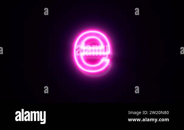 Pink neon font letter e lowercase, animated alphabet symbol on black ...