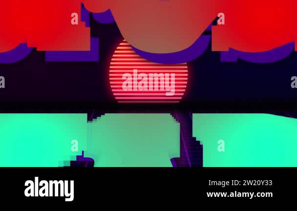 VHS retro animation with text press start. Text press start makes ...