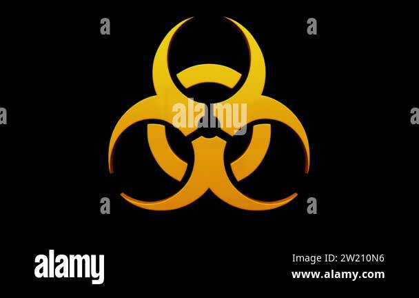 Biohazard symbol. 4k 3D animation of a biohazard symbol with decaying ...