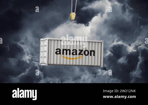 LONDON, UK - January 30th 2020: amazon logo on a swinging shipping ...