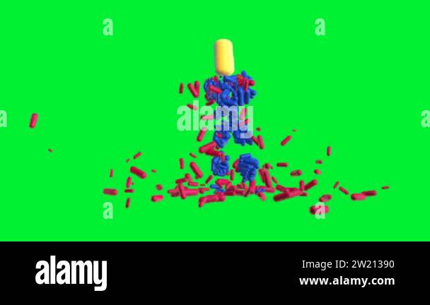 Colorful medicine pills mannequin dancing against Green Screen Stock ...