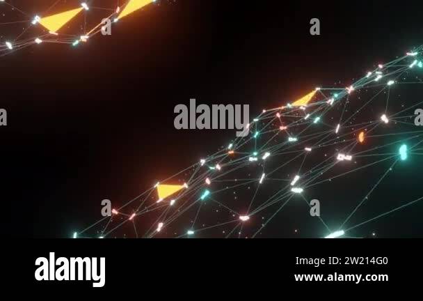 Abstract line lighting frame structure pattern wireframe polygon futuristic particle Key icon 3D ...