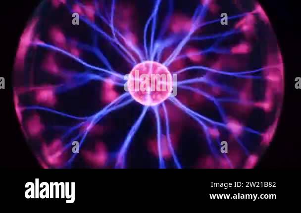 Lightnings inside a Magic ball on black background. Discharge lamp ...