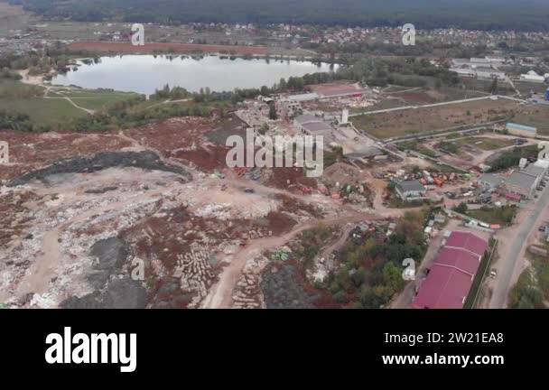 Construction garbage dump. Environmentally dangerous toxic dump ...