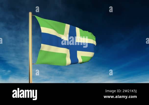Gloucestershire flag slider style. Waving in the win with cloud ...