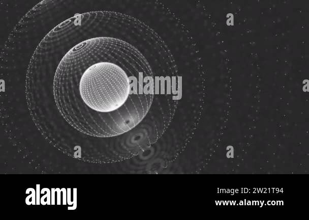 3D rendering. Several spheres from small to large. Vertices and edges ...