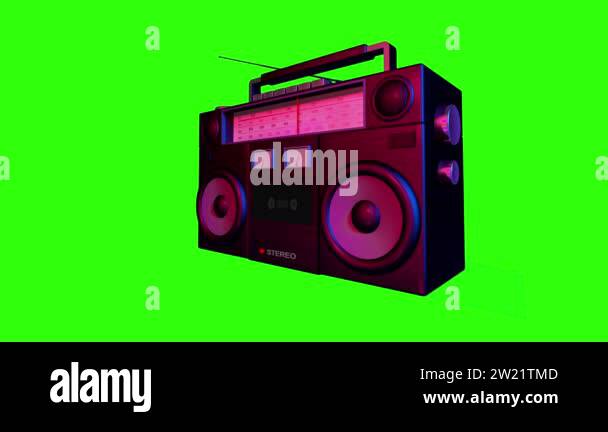 Realistic mock up of radio vibrating speaker and playing the cassette ...