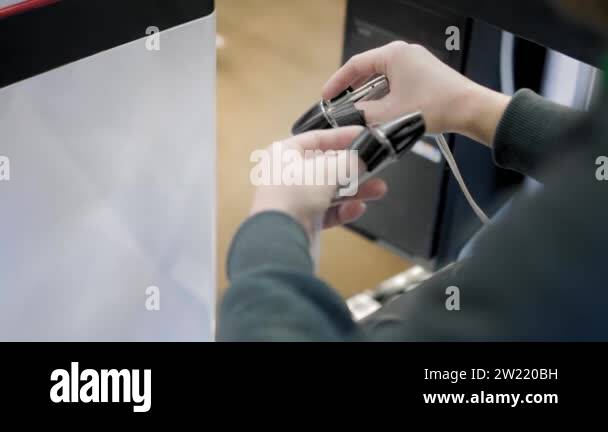 A surgeon doctor performs an operation using laparoscopy in virtual ...