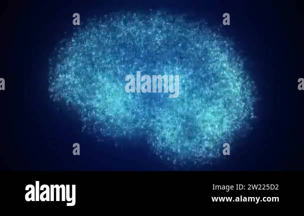 digital artificial intelligence brain forms and grows in particle cloud of binary data in ...