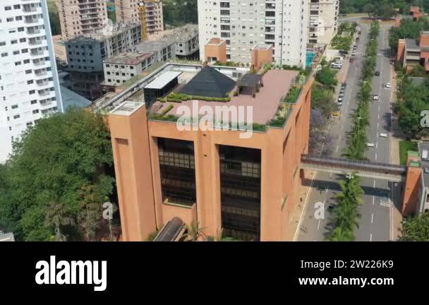 Suburban neighborhood scene. Cityscape view. Traffic at bridge. Urban ...