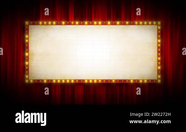 Broadway Cinema Background With Marquee Sign And Red Curtains/ 4k ...